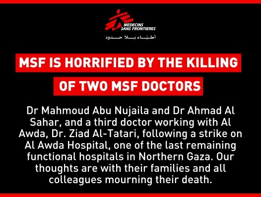 MSF doctors killed in strike on Al Awda hospital in Northern Gaza – MSF